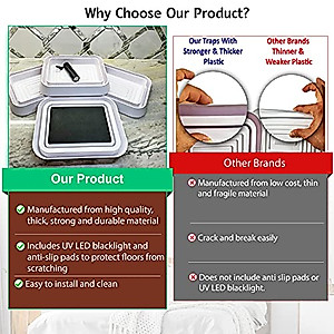 Bed Bug Interceptors, Extra Large XL Bed Bug Trap, White, with Anti-Slip Pads and Uv Led Blacklight, 4 Pack