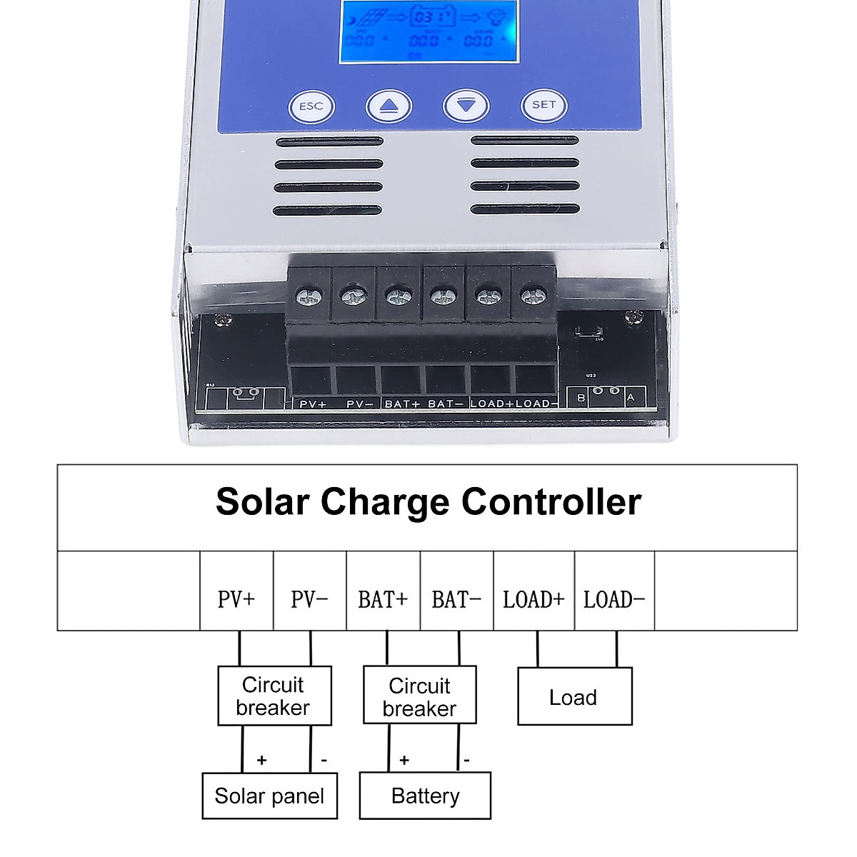 Solar Panel Regulator, Maximum 180VDC Input High Performance Solar Controller MPPT Full System Protection with LCD Display for Commercial Vehicles (60A)