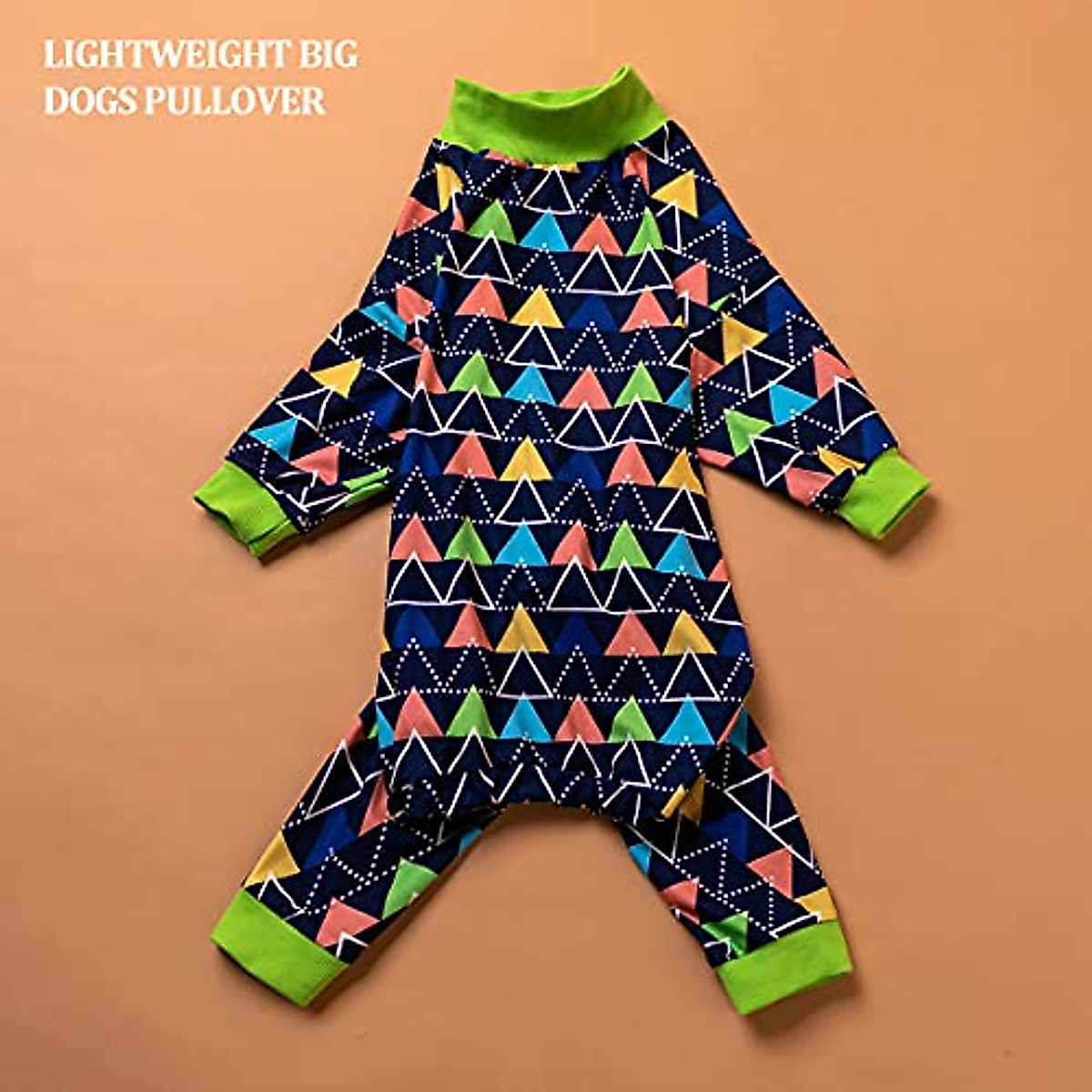 LovinPet Large Dog Pjs Post Surgery Wear/Triangles Blizzard Blue Prints/Post Surgery Shirt/UV Protection, Pet Anxiety Relief, Wound Care for Large Dog Onesies