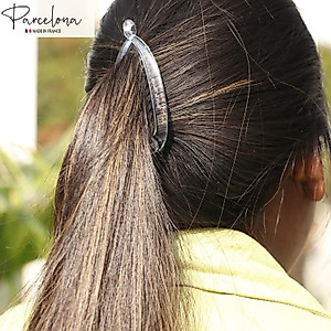 Parcelona French Effortless Mini Set of 2 Celluloid Banana Hair Clip for Fine Hair, Made in France (Clear)