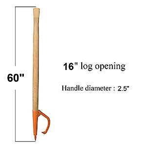 OAOLOWF 60" Log Peavy - Cant Hook - Peavey Point - 60" Heavy Logging Tool Log Roller Tool Hard Wood Handle - Retractable 16 Inch Opening Felling Log Roller Tool