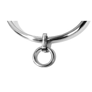 Cuffstore 17" Locking Eternity Collar Satin Stainless Curved Neck Choker Collar w/Ring