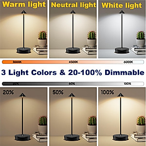 Willdoak Cordless Table Lamp Rechargeable, 6000mAh Battery Operated LED Table Light, Stepless Dimming Portable Waterproof Touch Table Lamp for Patio Restaurant Outdoor