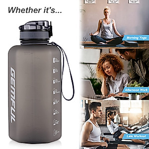 GEMFUL Large Water Bottle with Handle 74oz BPA Free for Sports