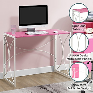 Convenience Concepts Designs2Go Nova Folding Desk, Pink/White
