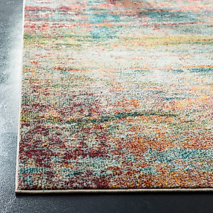 SAFAVIEH Monaco Collection 9' Square TealOrange MNC262M Modern Boho Abstract Non-Shedding Living Room Bedroom Dining Home Office Area Rug