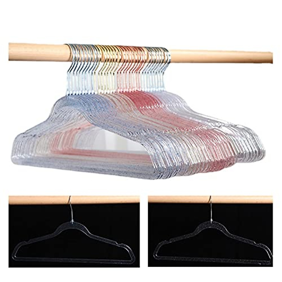 XIAOBAWAN Space Saving Clothes Hangers 5 Pcs Clear Acrylic Clothes Hanger with Gold Hook Transparent Shirts Dress Child Adult Universal Hanger (Color : Gold, Size : 40cm)