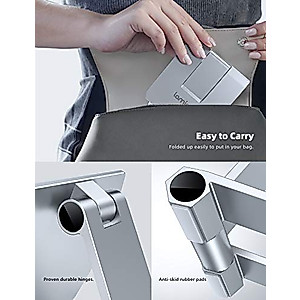 Lamicall Adjustable Cell Phone Stand Desk - Foldable Desktop Phone Holder, Cradle, Dock, Compatible with iPhone 14, Plus, Pro, Pro Max, 13 12 X XS,4-11'' Phones, Office Accessories, Smartphone Sliver