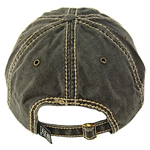 EPOCH Unisex Washed Cotton Vintage USA Flag Low Profile Summer Baseball Cap Hat Black (Black)