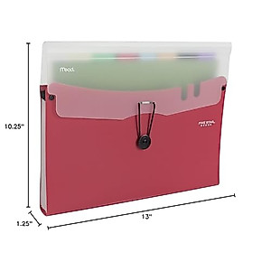 Five Star Expanding File with Removable Files, 7-Pocket Expandable File Folder, 13" x 10-1/4", Red (73944)
