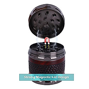 Herb Grinder Spice Grinder for Cooking Aluminium Alloy Manual Grinder (Gray with compass)