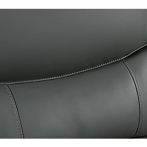 Blackjack Furniture Binion 1 Piece Modern Genuine Leather Sofa for Living Room with Padded Headrest, Wide Arms & Chrome Accents, Elegant Upholstered Couch, Sofa, Gray