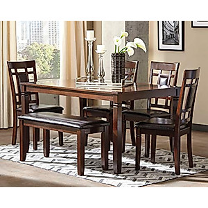 Signature Design by Ashley Bennox Dining Room Set, Includes Table, 4 18" Chairs & Bench, Brown