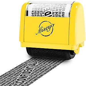 Miseyo Wide Roller Stamp Identity Theft Stamp 1.5 Inch Perfect for Privacy Protection - Yellow