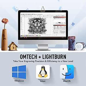 OMTech 50W Desktop Laser Engraver with LightBurn,12x20 CO2 Laser Engraving Machine with 2 Rotary Axes 5MP Camera Fume Extractor Water Chiller,Polar 350 Laser Machine Laser class 2，0.827mW output power