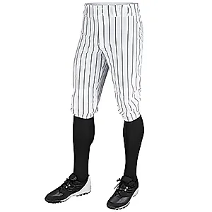 CHAMPRO Boys' Youth Triple Crown Classic Pinstripe Baseball Knickers, White, Black, Small
