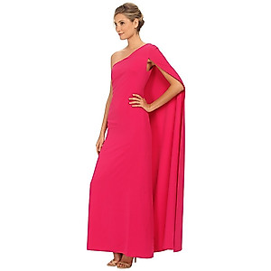 Jill Jill Stuart Women's Cape One-Shoulder Gown, Hot Pink, 2