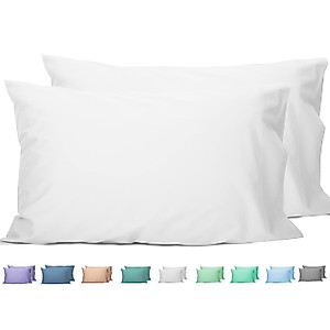 Sunflower Queen Pillowcases Set of 2, 100% Cotton Queen Pillow Cases 2, 20×30 inches Bright White, Soft and Breathable