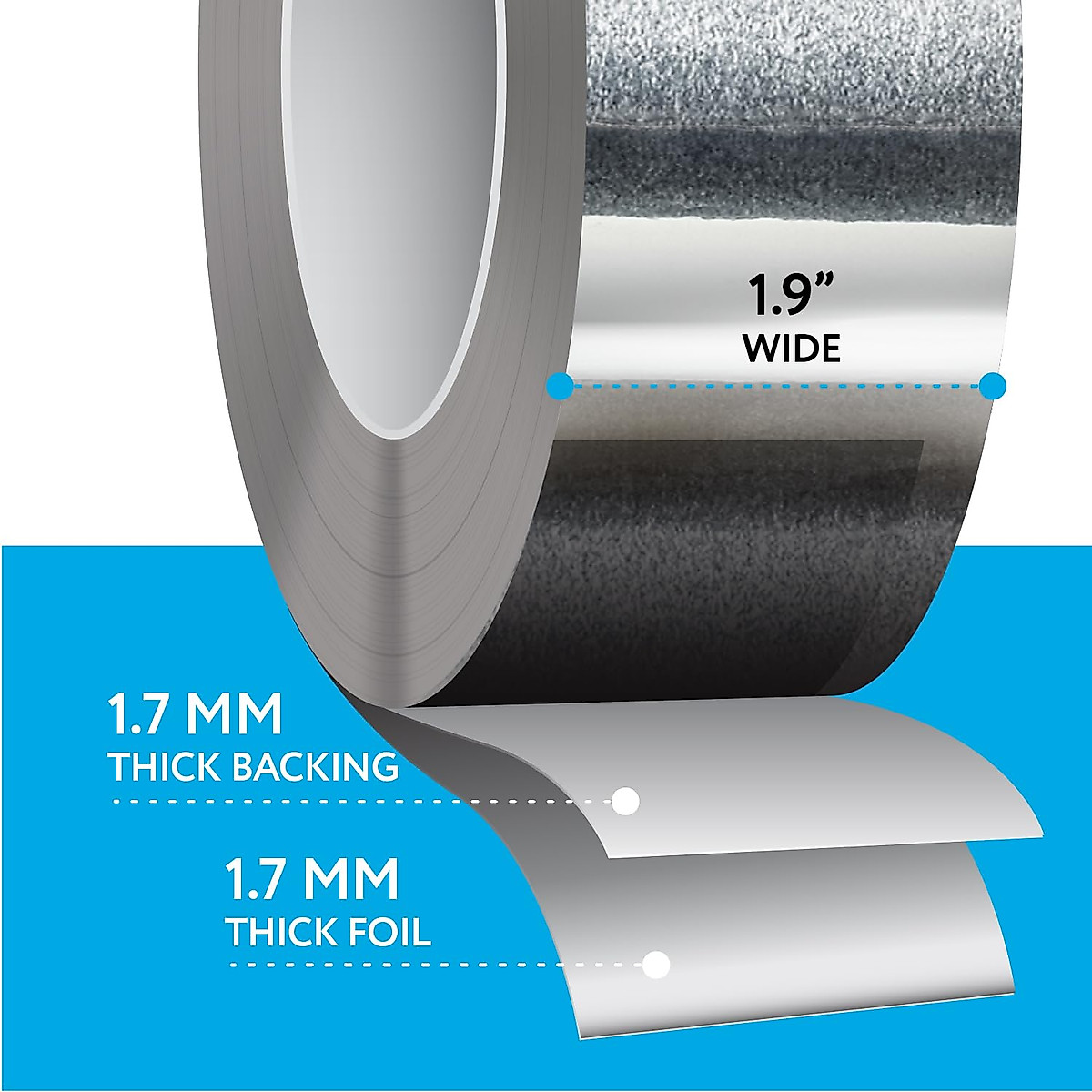 [150 Feet / 50 Yards] 1.9 Inch Wide Aluminum Tape/Aluminum Foil Tape – Professional/Contractor-Grade - Excellent Sealing & Patching Hot and Cold HVAC, Duct, Pipe, Insulation Home and Commercial