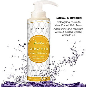 Nature Lush Organic Olive Silky Hair Conditioner - Sulfate Free Treatment - Powerful Stimulator for Hair Roots - Daily Use for Men & Women - Provides Vital Vitamins & Proteins 8.4 oz