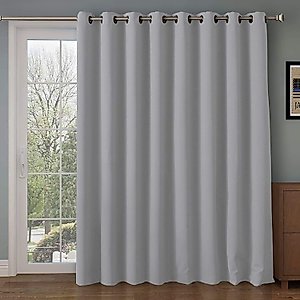 RHF Wide Thermal Blackout Patio Door Curtain Panel, Sliding Door Insulated Curtains,Thermal Curtains,Grommet Curtains, Extra Wide Curtains, Curtains for Sliding Glass Door:100W by 84L Inches- Grey