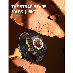 SUPCASE for Apple Watch Ultra Case with Band (Unicorn Beetle Pro), [2X Screen Protector] [Military-Grade Drop Protection] Rugged Men Cover with Adjustable Strap Band for iWatch Ultra 2/1, Black