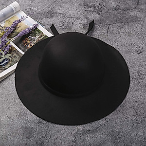 LXXIASHI Toddler Baby Girls Bow Wide Brim Felt Bowler Hat Photography Prop Bucket Hat Beach Sun Protect Caps 2-8T (Bowknot - Black (New), 2-8 Years)