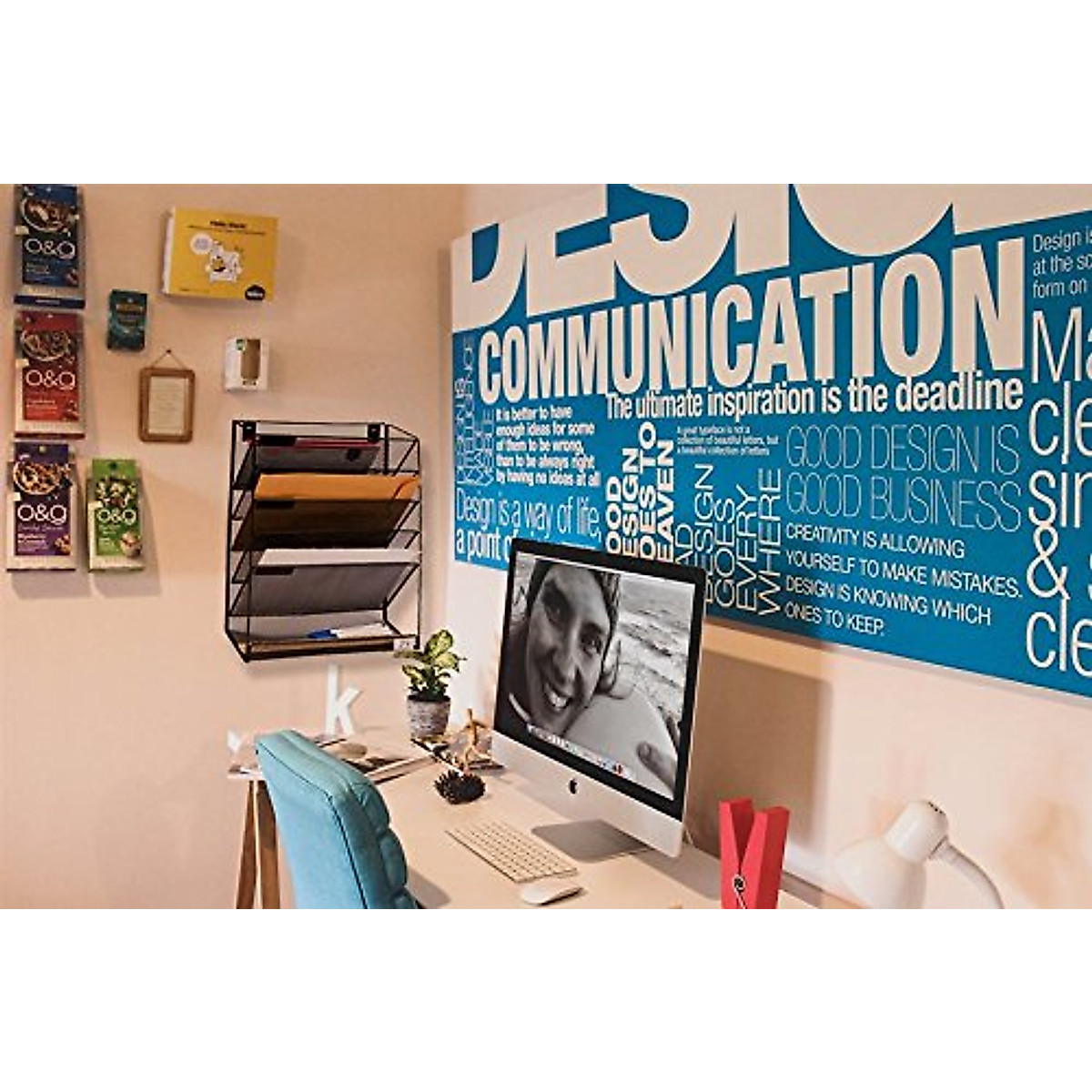 5 Pocket Wall Mounted File Hanging Organizer Metal Mesh Office Home Folder Binder Holder Magazine Mail Rack + Hardware, Black