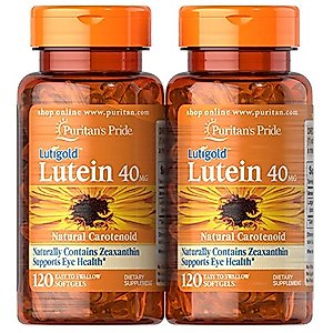 Puritan's Pride Lutein 40mg With Zeaxanthin, Supports Eye Health, 120 Count (Pack of 2)