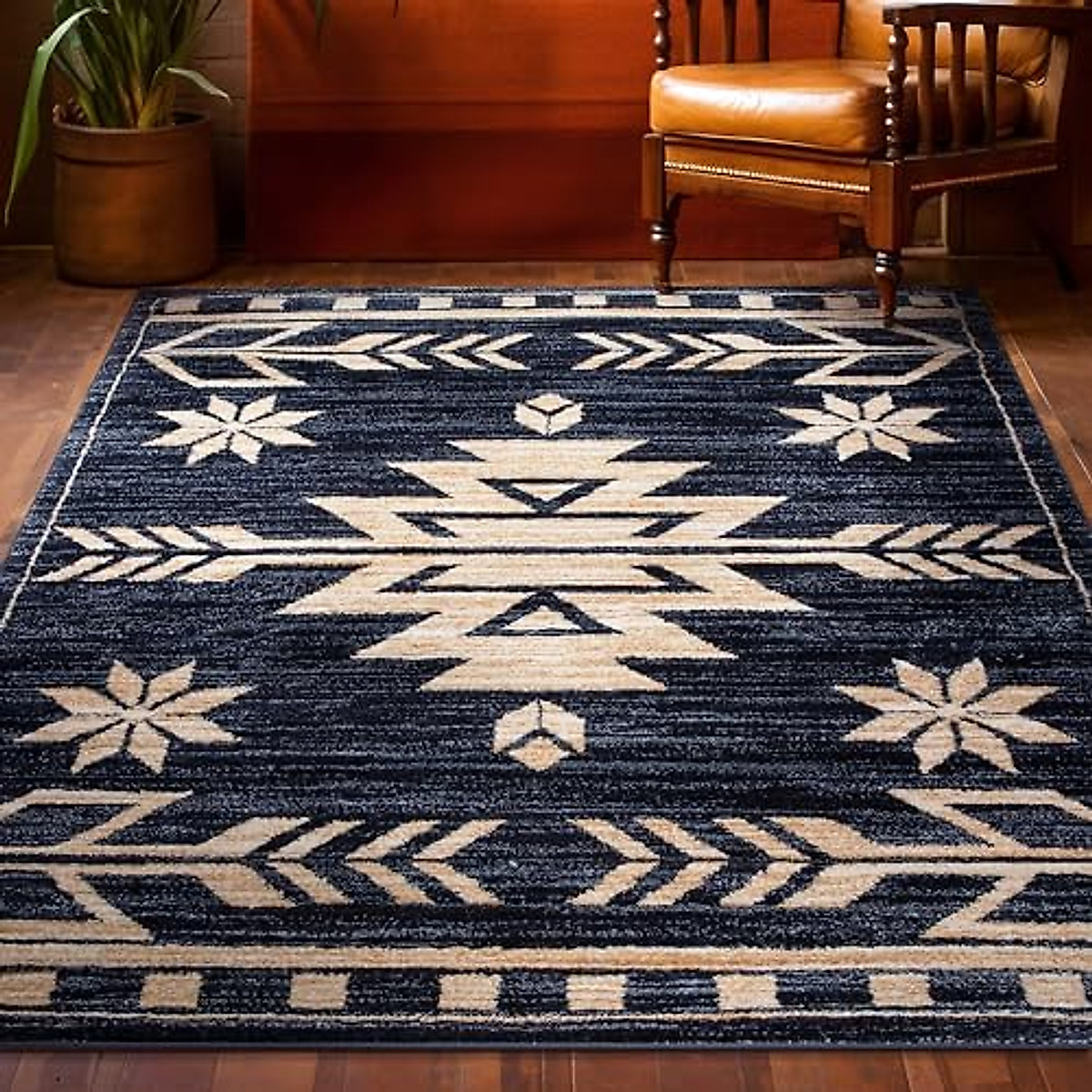 Well Woven Canton Blue Southwestern Medallion Area Rug 4x6 (3'11" x 5'3")