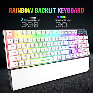 Rechargeable Wireless Keyboard and Mouse Combo with Wrist Rest Rainbow Backlight Mechanical Feel Gaming Keyboard RGB Crack Gamer Mouse Large Mice Pad for Windows PC and Desktop