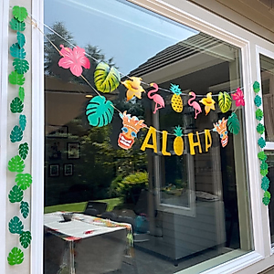 Hawaiian Aloha Party Decorations - Gold Glittery Aloha Banner for Hawaii Tropical Luau Themed Party Supplies