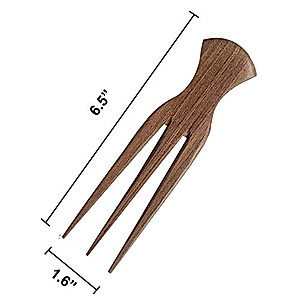 Plai Na Comb for African Hair |Parting Comb for Braiding Wooden Afro Pick Comb Three Tooth Cornrows Stylist