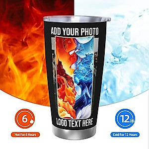 Personalized 20 oz Tumbler, Add Your Name Photo to Create Own Tumbler, Custom Mug Cups with Lid and Straw 20oz Convenient to Bring Along on Travels, CadetBlue