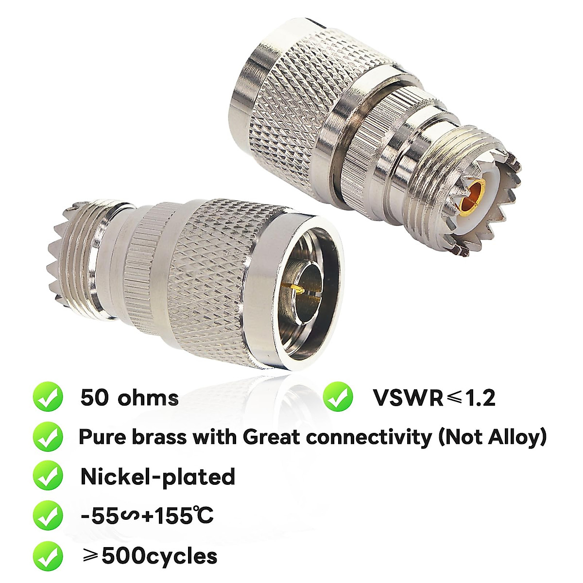 Boobrie N Male to UHF Female SO-239 Connector SO239 Jack to N-Type RF Coaxial Coax Cable Adapter for Antenna/Wireless LAN Device/WiFi/Radio/Coaxial Extension Cable Pack of 2