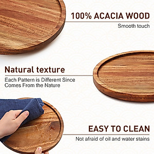 Mumufy 6 Pcs Lazy Susan Organizer Lazy Susan Turntable Organizer Lazy Susan Turntable Tray for Kitchen Counter Round Pantry Table Organization for Cabinet (9 Inch,Acacia Wood)