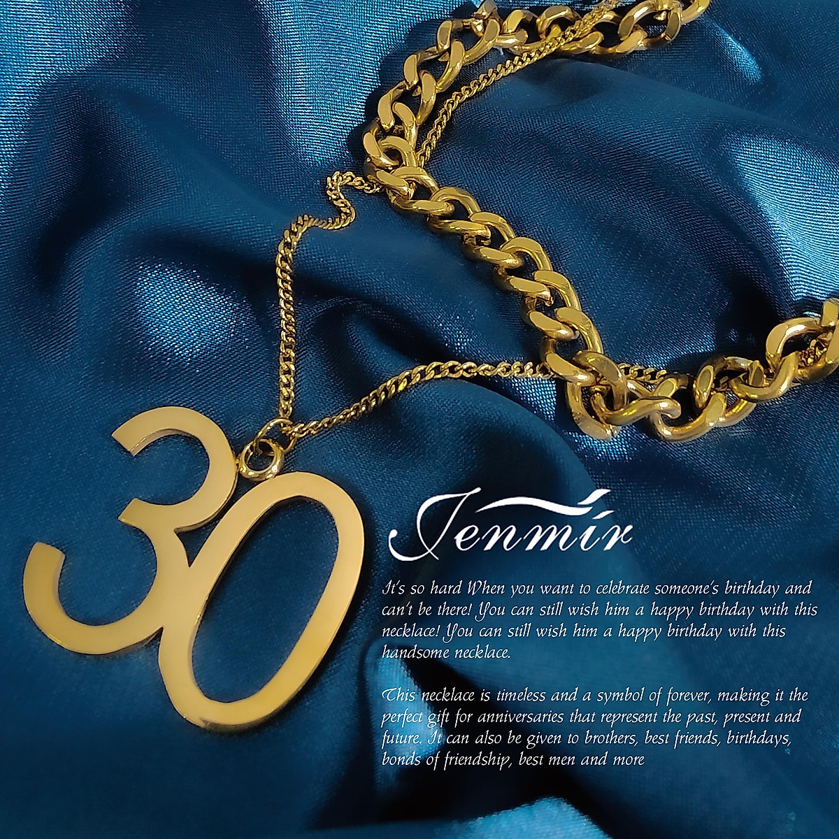 30th birthday gifts for him men - with pendant necklace - 30th birthday decorations for men, 30th anniversary, birthday gift ideas for him, son, husband, friend. The number 30 fashion jewelry