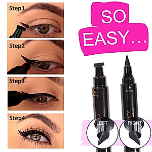 docolor Eyeliner Stamp Double-sided Liquid Winged Eye Liner Pen Waterproof Smudgeproof Long Lasting Wing Original Eyeliner Pen(1PC,Black)