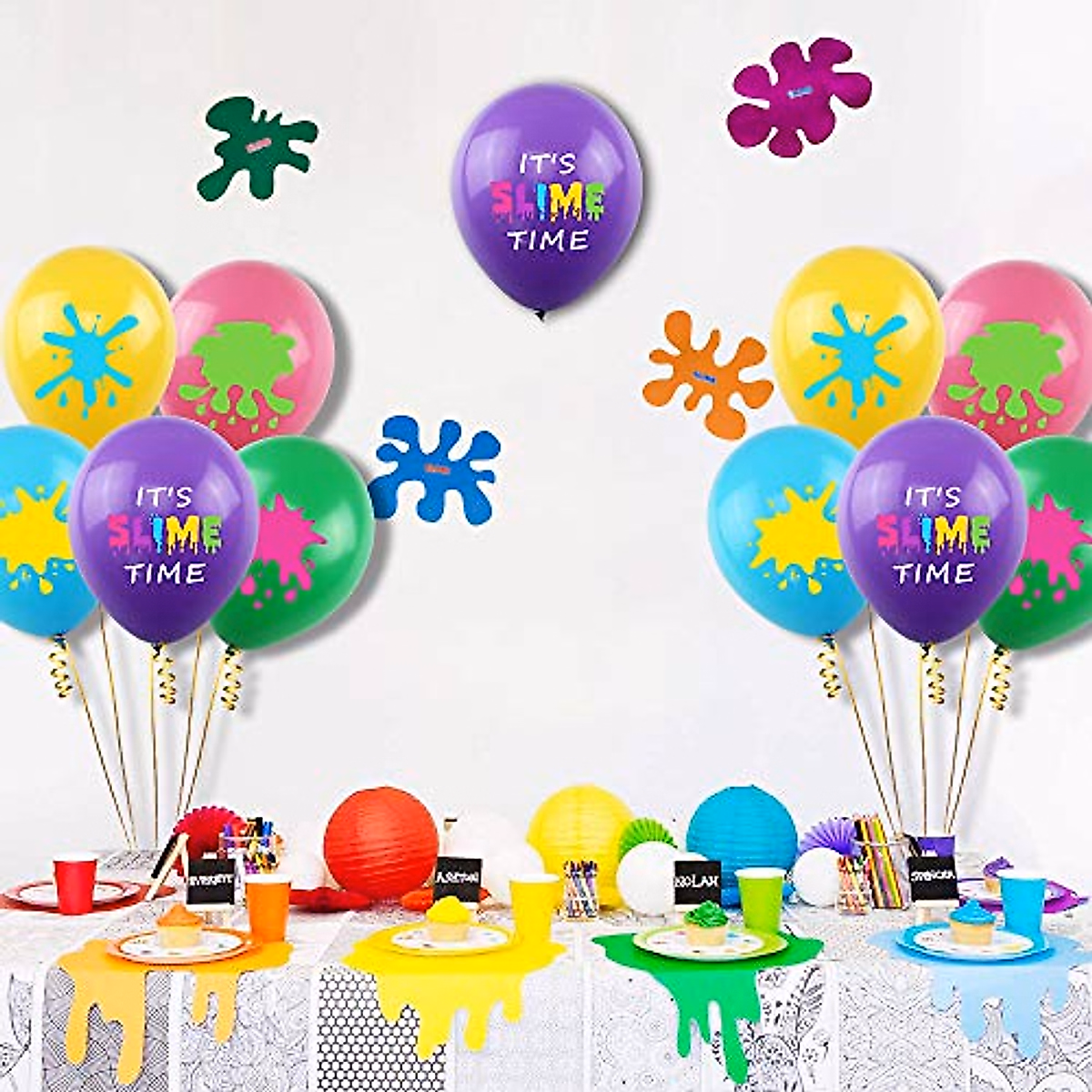 50Pcs Slime Balloons for Slime Birthday Party, It's Slime Time Party Balloons Bouquet, 12 Inch Latex Balloons for Kids Colorful Birthday Party, Baby Shower, Paint Art Themed Neon Glow Party Supplies