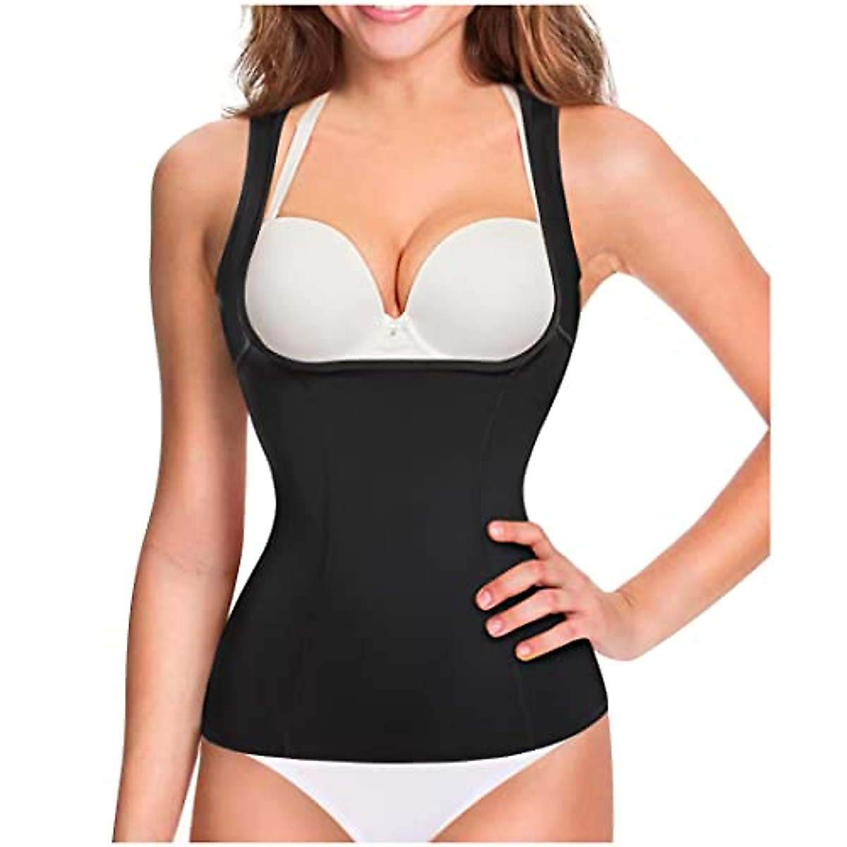 Gotoly Waist Trainer Vest Weight Loss Body Shaper Sport Shirt Workout Tank Top for Women (Black, Large)