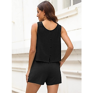 AUTOMET Women 2 Two Piece Outfits Lounge Matching Sets Linen Shorts Casual Sexy Tops 2024 Summer Dresses Boho Clothes Vacation Beachwear