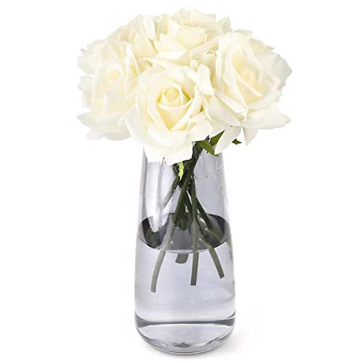 Eyamumo 7pcs Artificial Roses Flowers, Faux Silk Rose Artificial Flower, Real Touch Fake Flowers Decoration DIY for Wedding Party Home Office Decoration Dining Table Centerpiece