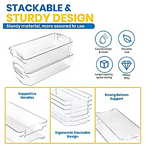 Utopia Home Pantry Organization and Storage - Set of 8 Refrigerator Organizer Bins - Fridge Organizer for Freezers, Kitchen Countertops and Cabinets - BPA Free (Clear)