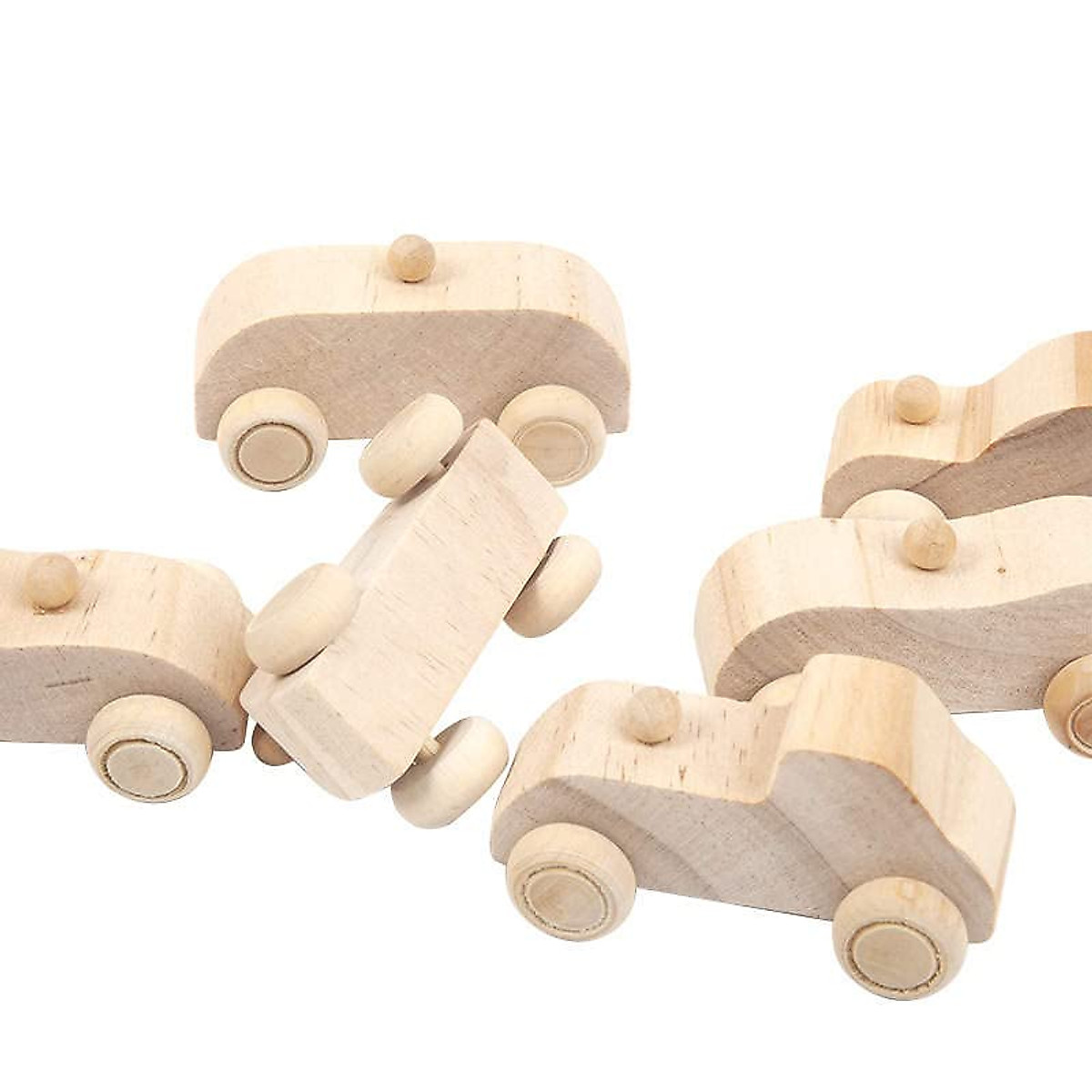 JALEOOUTLET - Wood DIY Cars Toys Wooden Crafts for Paint Art 6 Set Home Activities Easy Family Time Painting Craft Students Make Your Own Race Cart