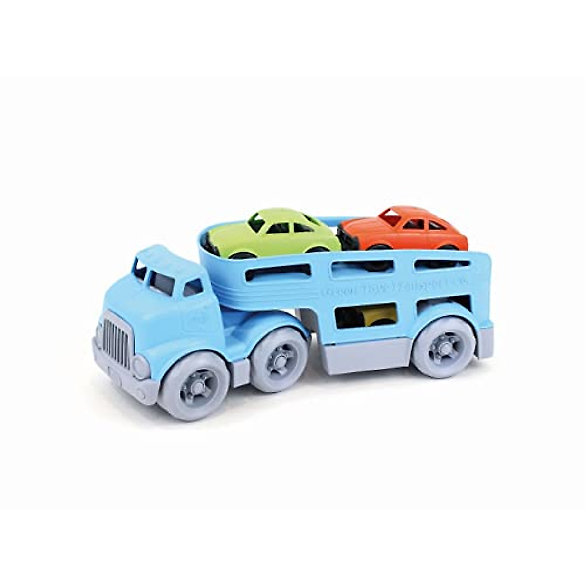 Green Toys Car Carrier, Blue - Pretend Play, Motor Skills, Kids Toy Vehicle. No BPA, phthalates, PVC. Dishwasher Safe, Recycled Plastic, Made in USA (4 Piece Set)