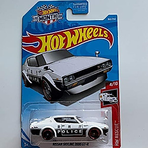 HW 2019 Hot Wheels Walmart Exclusive Month Card - White Nissan Skyline 2000 GT-R Police Rescue 4/10