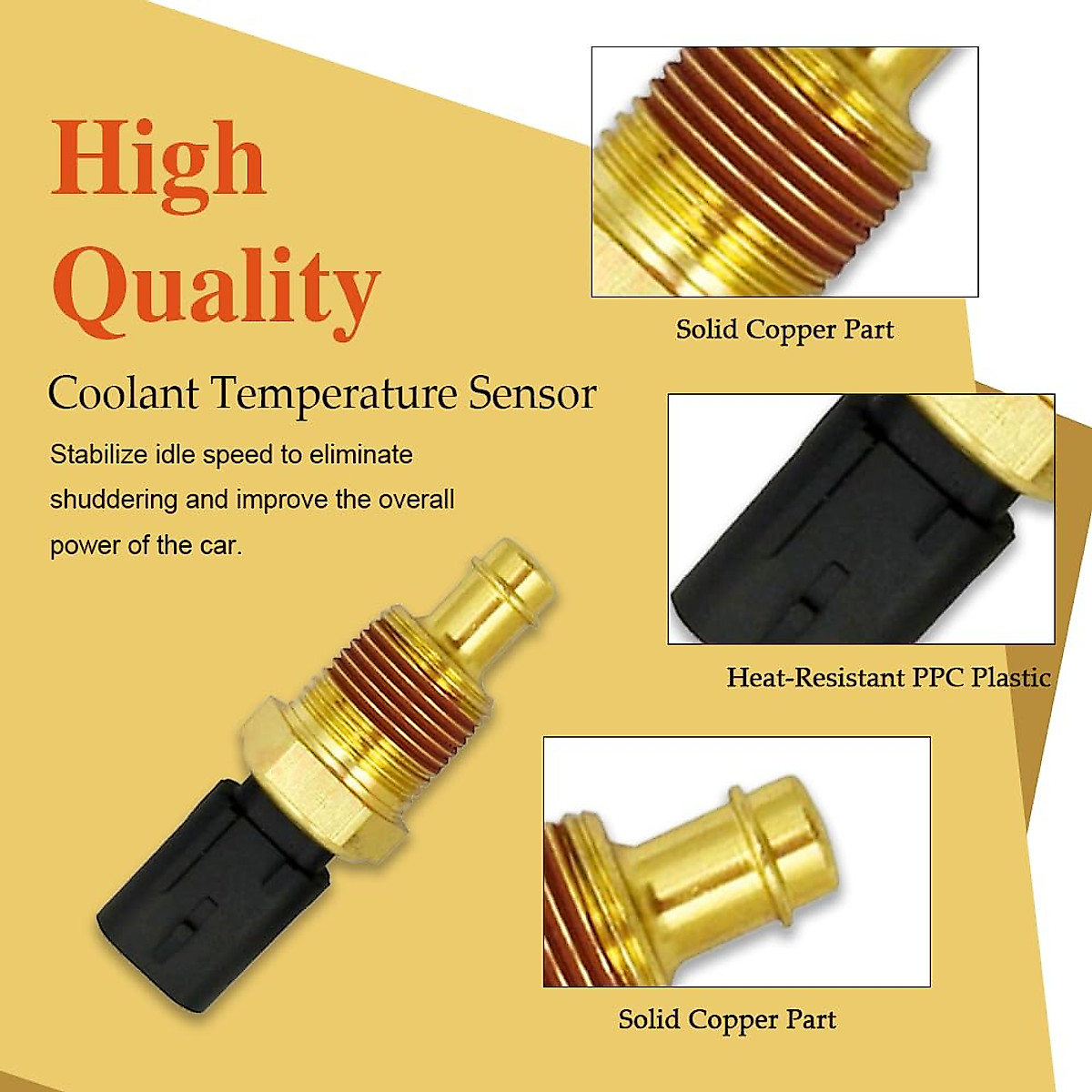 Zufoty Engine Coolant Temperature Sensor, Radiator Coolant Fan Switch, Water Temperature Sensor Compatible with Chrysler, Grand Cherokee, J-eep Wrangler, Durango, Replace OE# 5149077AB