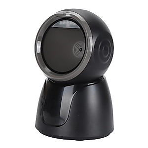1D 2D QR Barcode Scanner, Omnidirectional HandsFree Automatic USB Barcode Reader Scanner, Cordless Wired Connection, for Banks, Warehouse, Supermarket, Retail Store