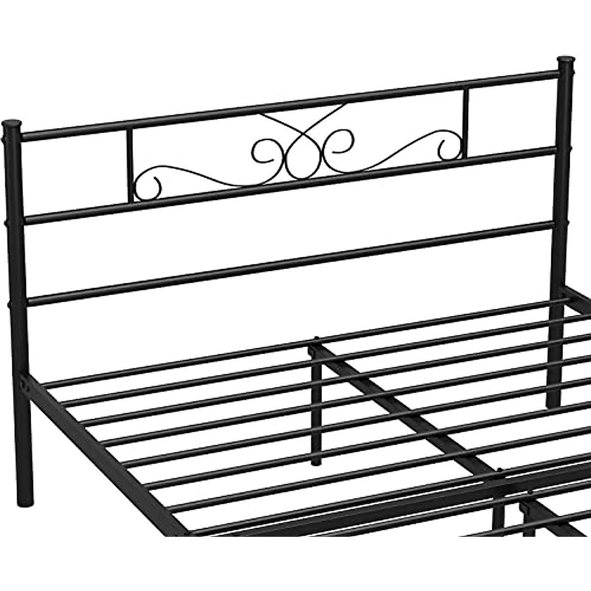 Weehom Full Size Bed Frame, Metal Platform Bed Mattress Foundation/Box Spring Replacement with Headboard Black