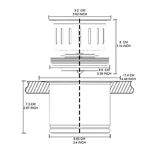 BOTEMY Extended Garbage Disposal Flange Basket Strainer Stopper, Deep 304 Stainless Steel Kitchen Sink Flange for 3-1/2 Inch Standard Sink Drain Hole, Matte Black Deep Sink Disposal Flange Stopper